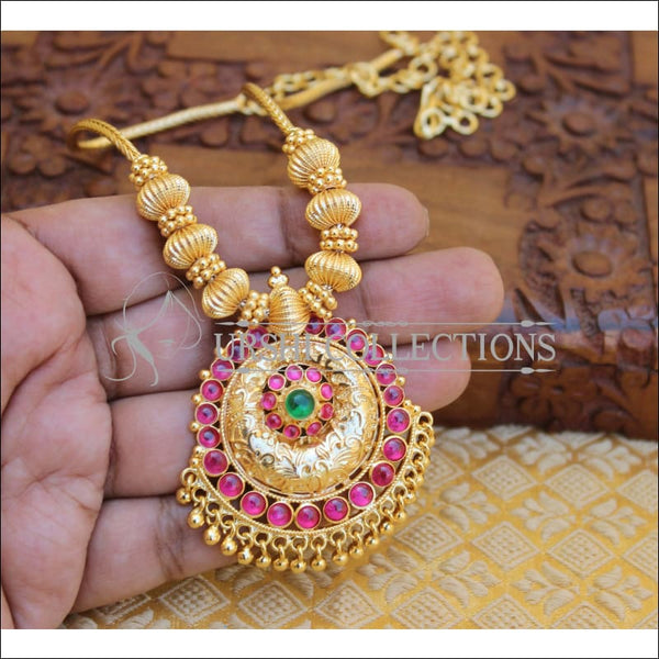 Designer Gold Plated Kempu Necklace Set M1171 – Urshi Collections