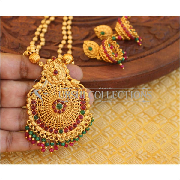 Matte finish peacock Necklace set M824 – Urshi Collections