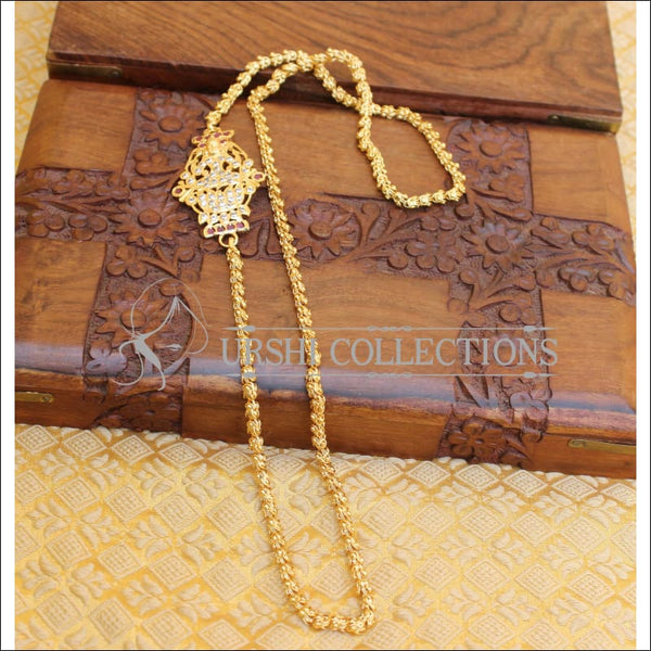 DESIGNER GOLD PLATED CZ LAKSHMI MOPPU CHAIN UTV836 – Urshi Collections