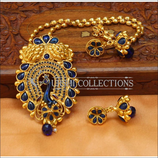 Designer Gold Plated Peacock Pendant Set UC-NEW1868 – Urshi Collections